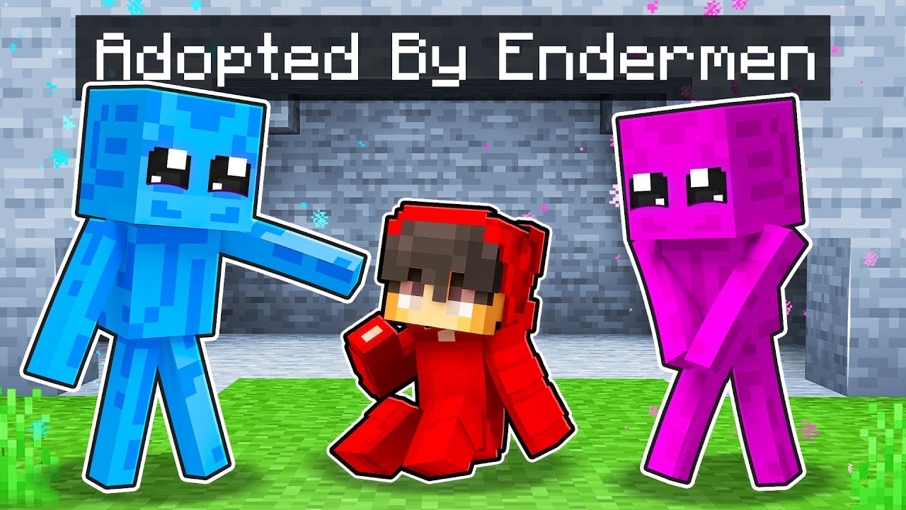 Adopted by an ENDERMAN FAMILY in Minecraft! - Minecraft videos