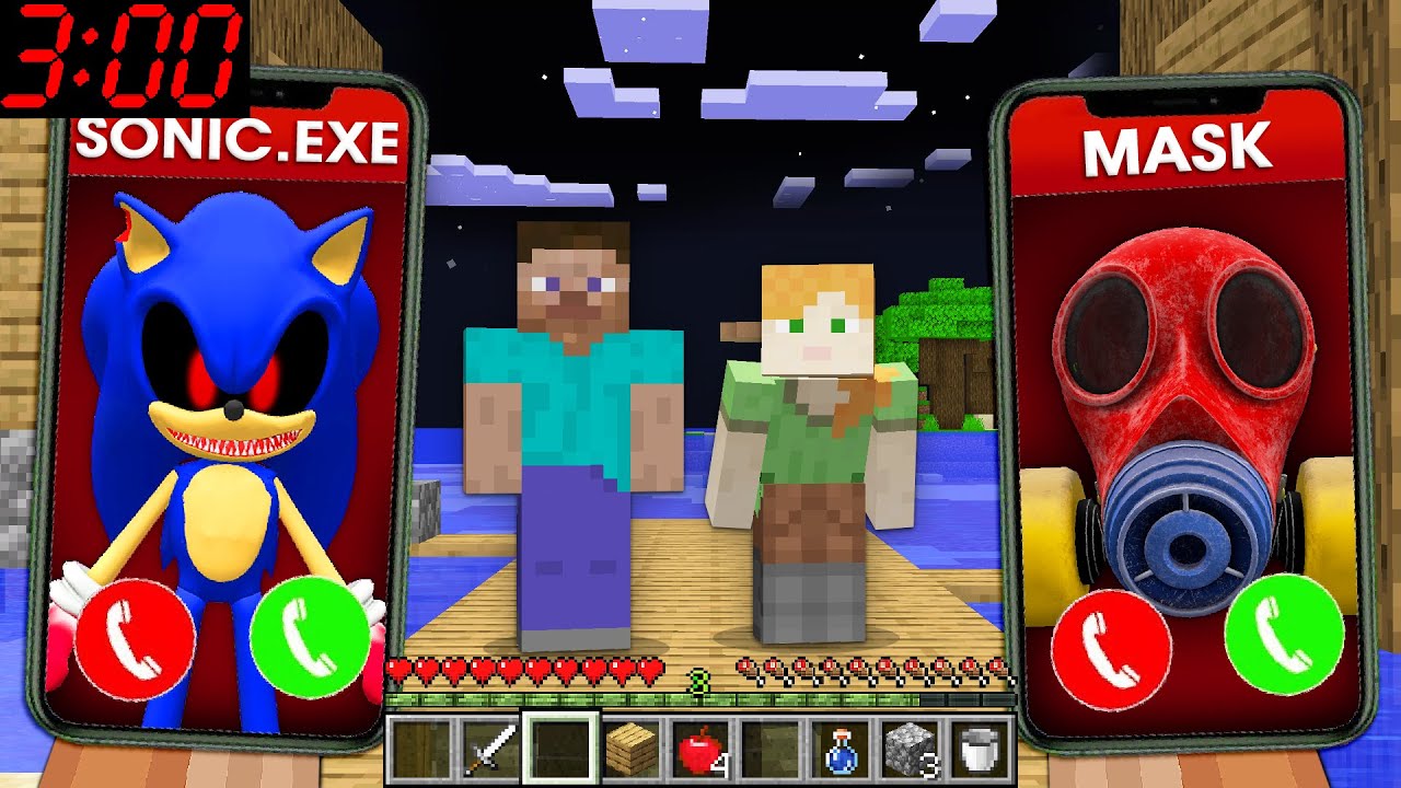 DON'T CALL to SONIC.exe and FNAF MONSTER MASK vs NOOB and ALEX at 3:00 ...