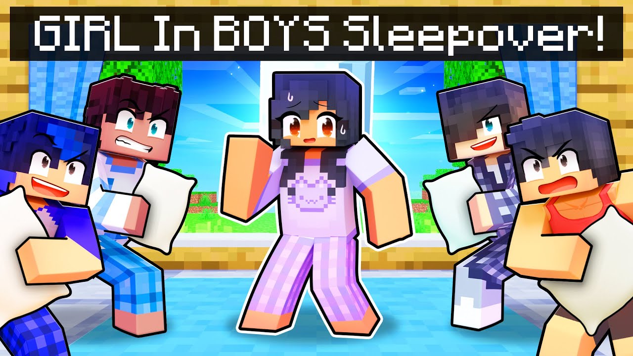 GIRL in an ALL BOYS Minecraft Sleepover! - Minecraft videos
