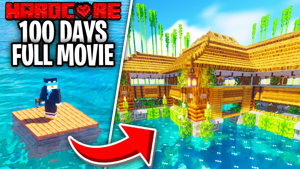 I Survived 100 Days on a RAFT in Minecraft Hardcore! - Minecraft videos