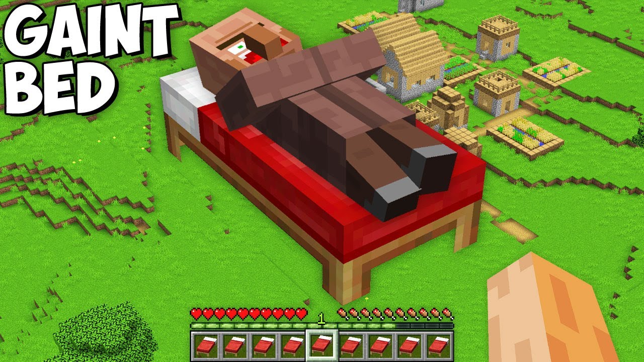 I found this BIGGEST GIANT BED with VILLAGER in My Minecraft World ...