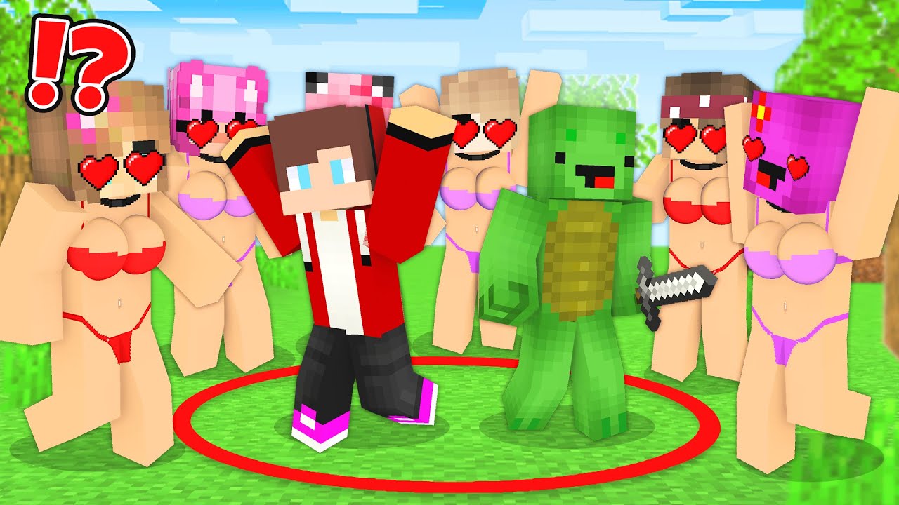JJ and Mikey 3 DAYS of Survival in the RED CIRCLE with WILD GIRLS - Funny in Minecraft! (Maizen ...