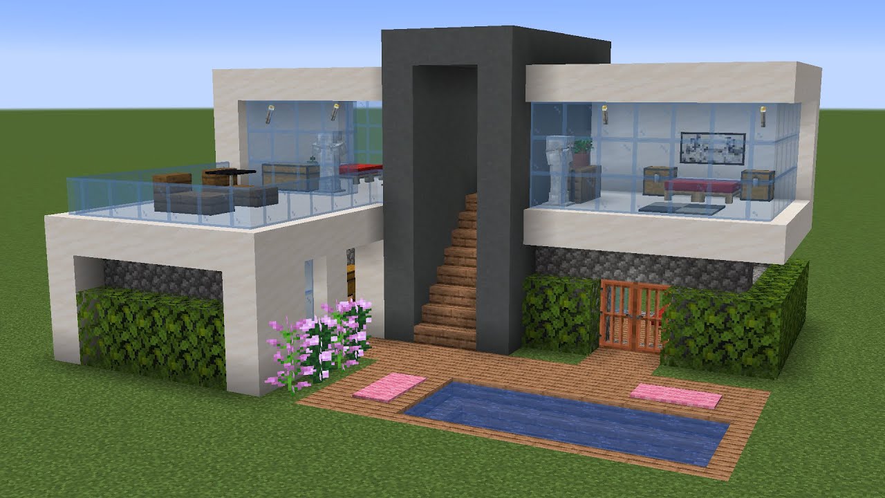 Minecraft - How to build a Modern Vacation House - Minecraft videos