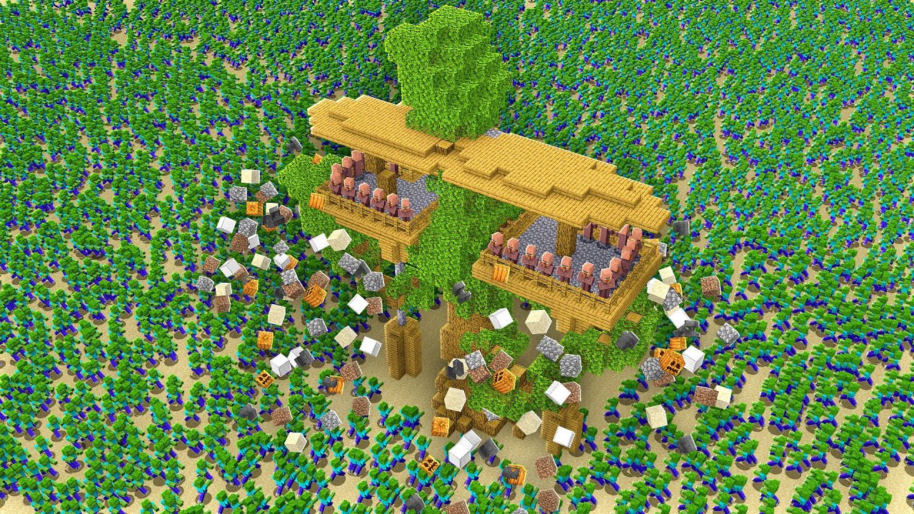 Minecraft Villagers BUILD a Tree House for Rescue from the Zombie Army ...