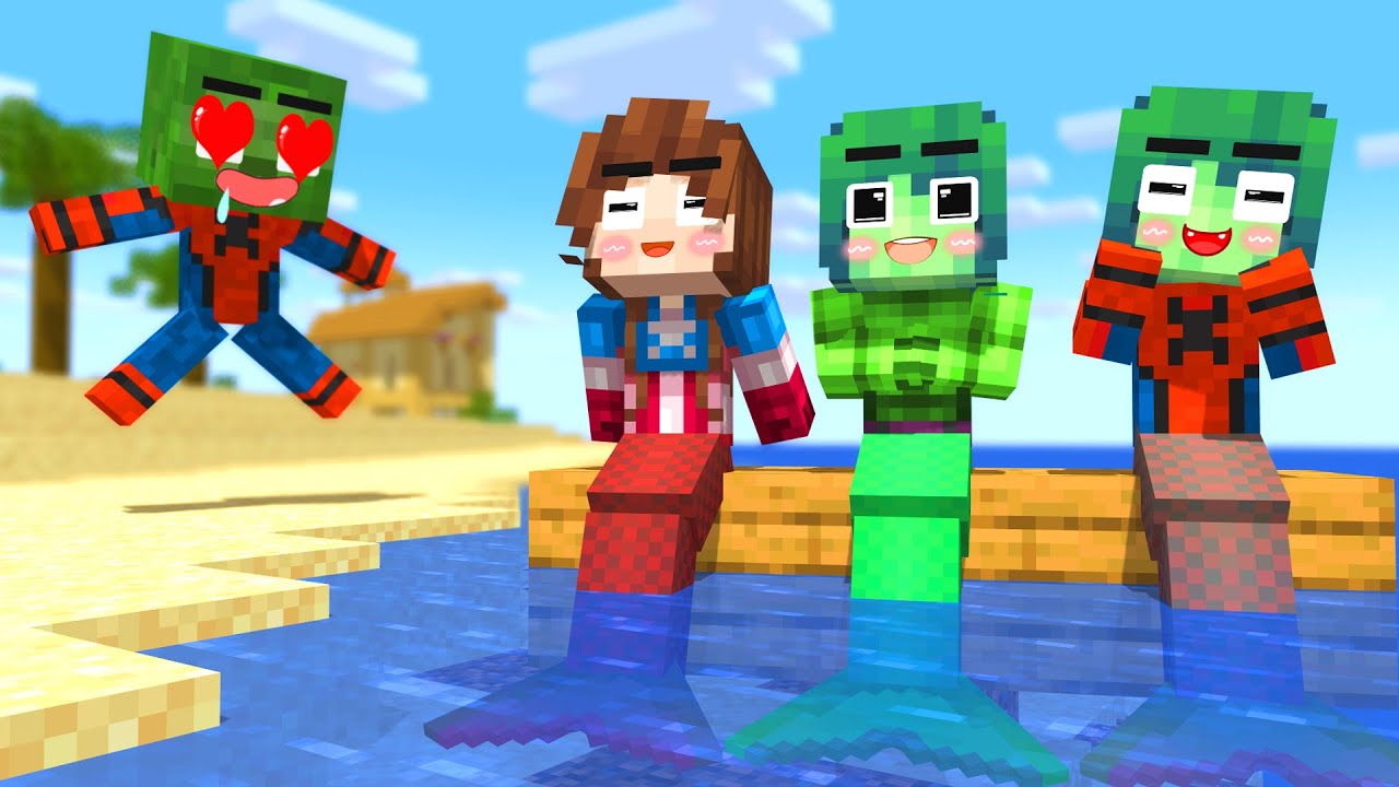 Monster School : Spider Man x Hulk Save Mermaid - Minecraft Animation ...