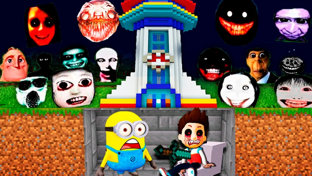 SURVIVAL UNDER PAW PATROL BASE WITH 100 NEXTBOTS in Minecraft ...