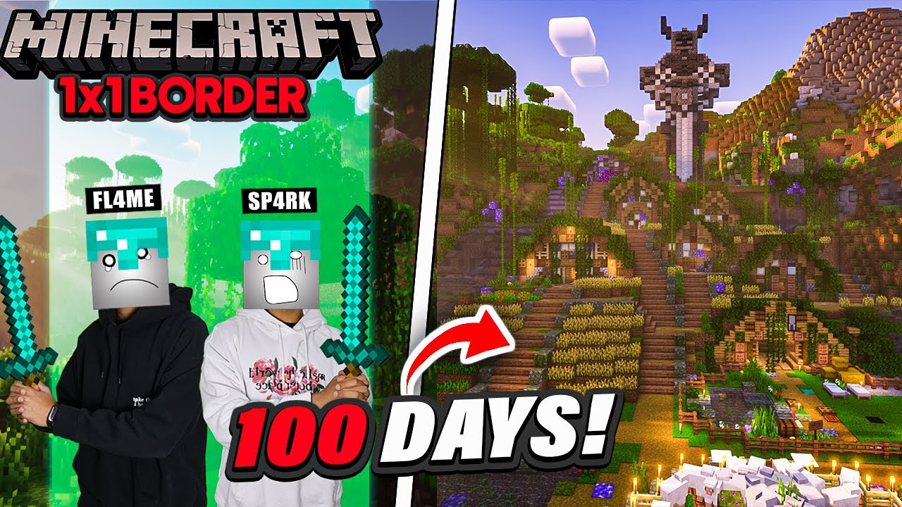 We Survived 100 Days in a 1x1 BORDER in Minecraft! - Minecraft videos