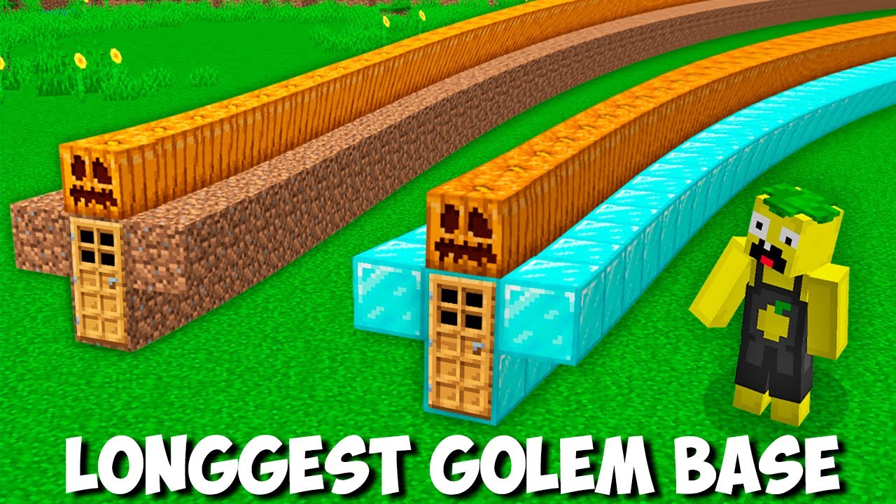 Which SECRET LONGEST GOLEM BASE TO CHOOSE DIAMOND VS DIRT in Minecraft ? NEW WAY TO SPAWN GOLEM ...