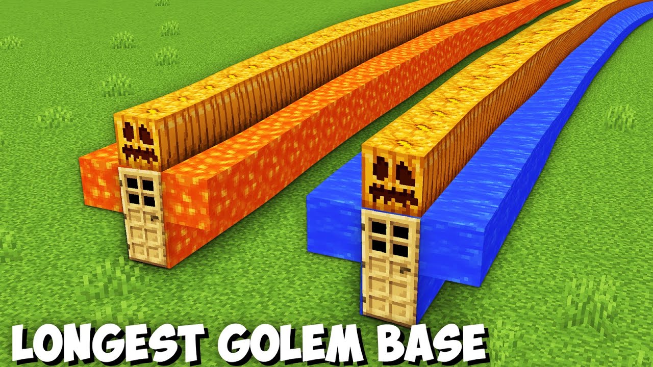 Which SECRET LONGEST GOLEM BASE TO CHOOSE WATER VS LAVA in Minecraft ? NEW WAY TO SPAWN GOLEM ...