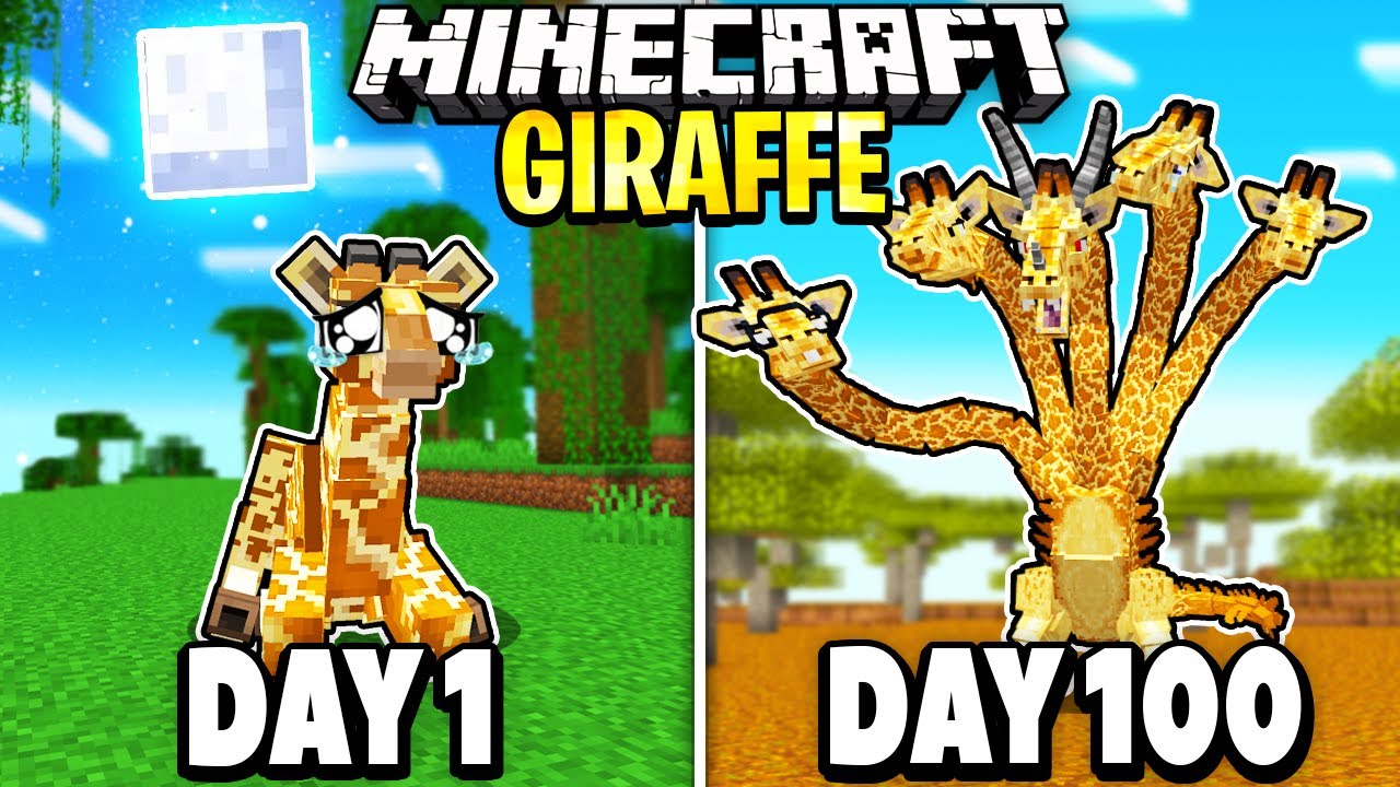 I Survived 100 Days as a GIRAFFE in Minecraft.. Here's What Happened.. - Minecraft videos