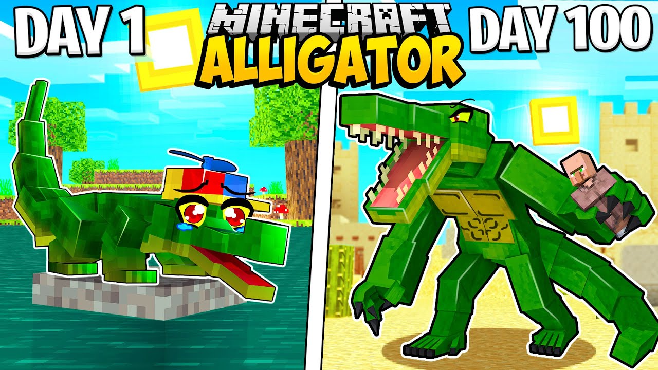 I Survived 100 Days as an ALLIGATOR in Minecraft - Minecraft videos