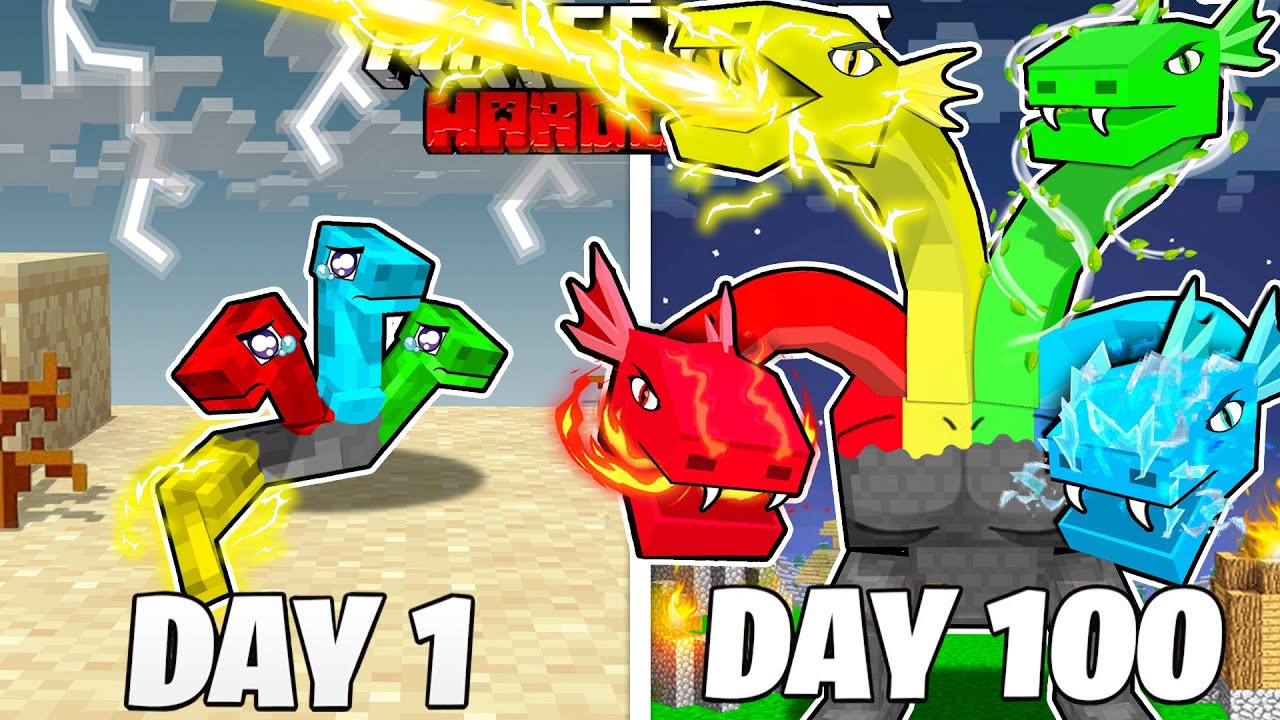 I Survived 100 Days as an ELEMENTAL HYDRA in HARDCORE Minecraft ...