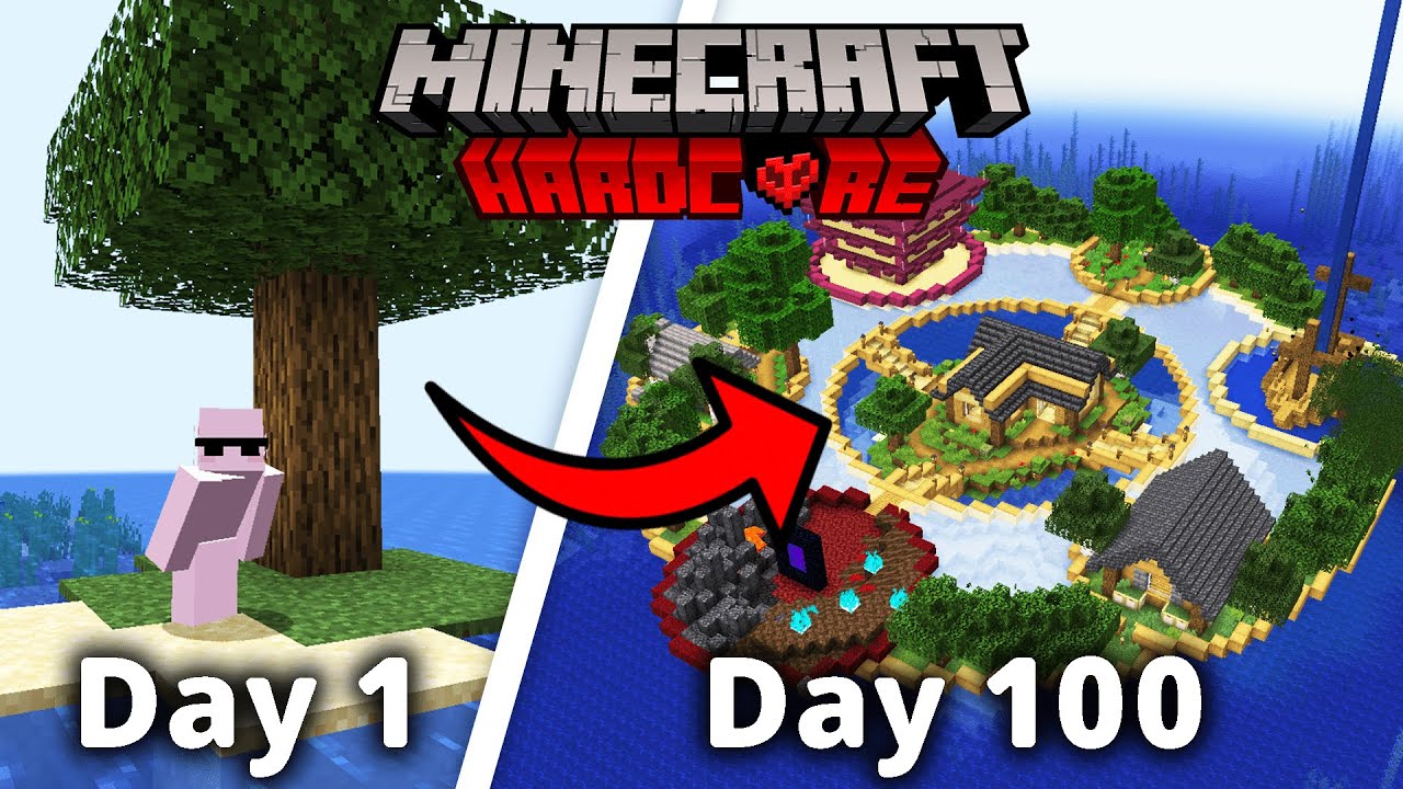 I Survived 100 Days on a Deserted Island in Minecraft Hardcore ...