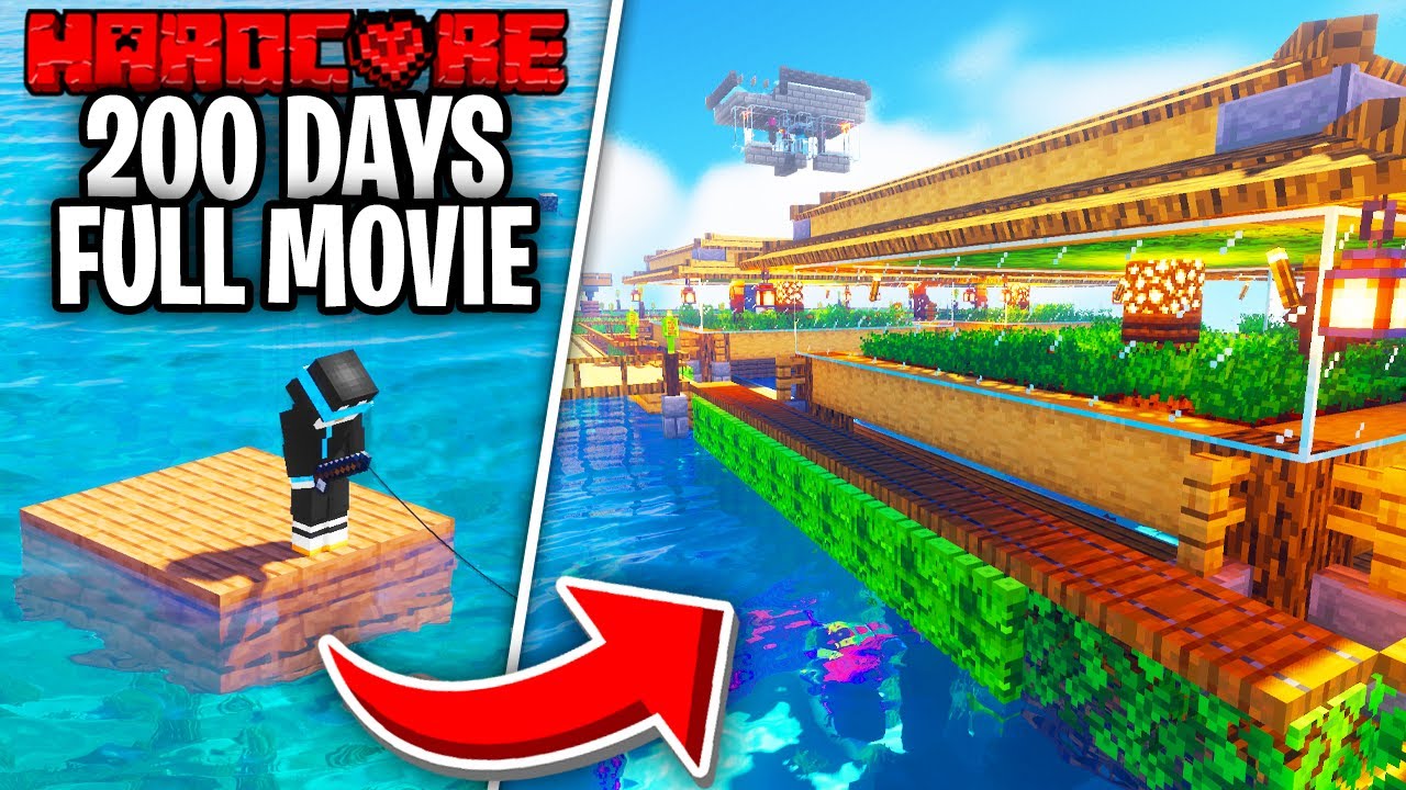 I Survived 200 Days on a RAFT in Minecraft Hardcore! - Minecraft videos