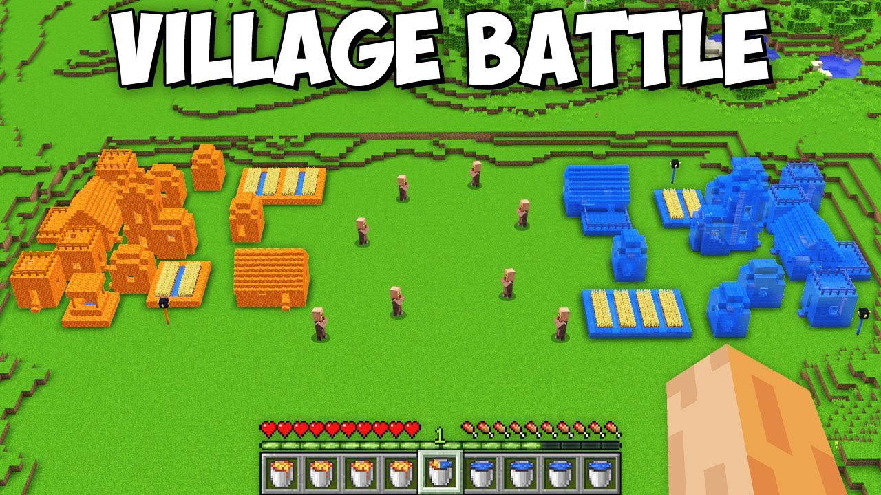 I look this LAVA Village vs WATER Village Battle in Minecraft !!! Secret New Elemental Village ...