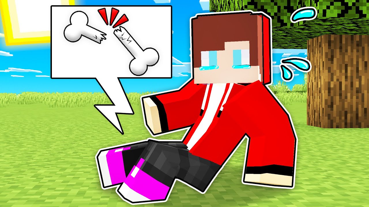 Jj Broke His Leg In Minecraft Challenge Funny Pranks Maizen