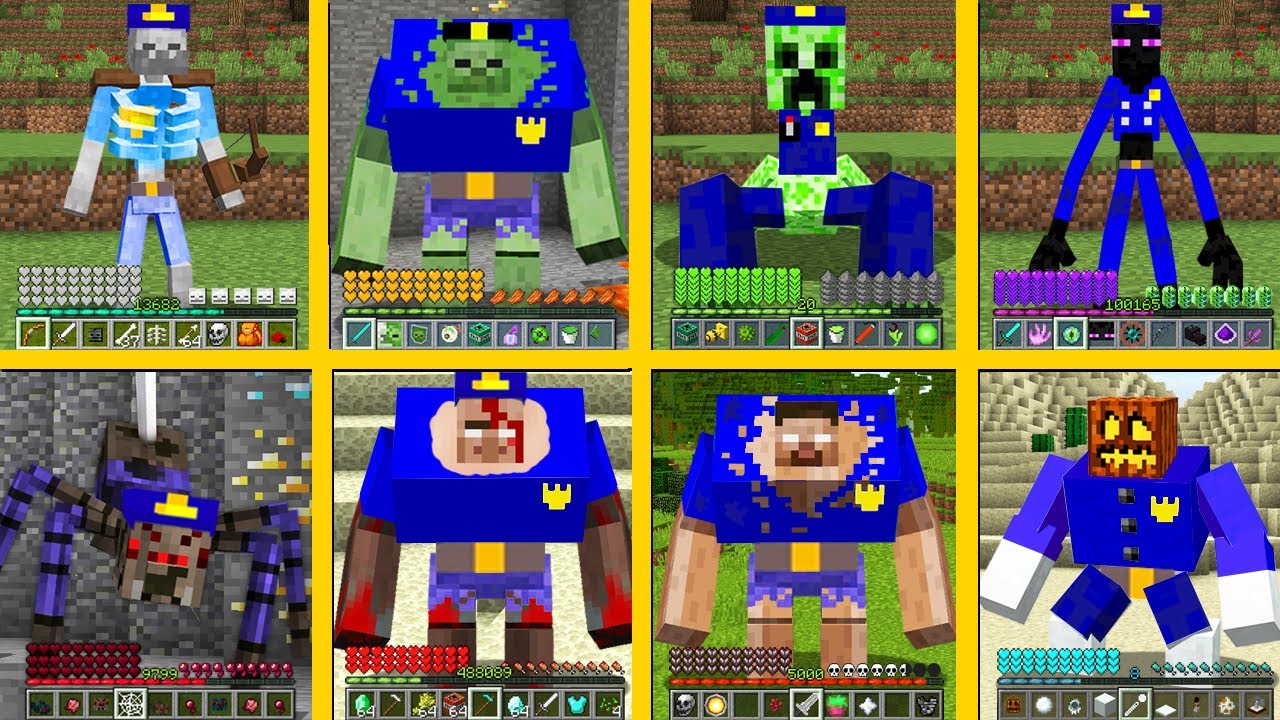 Minecraft All Mutant Mobs Became Police Battle ! What Mob is the best? MONSTER SCHOOL my craft ...