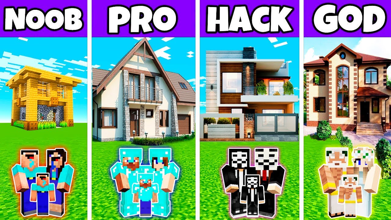 Minecraft Battle : Family New Prime Mansion Build Challenge - Noob Vs ...
