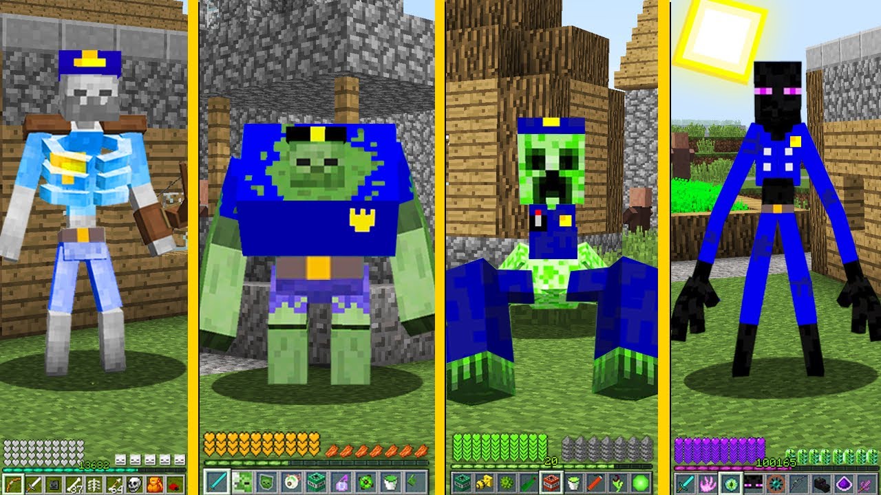 Minecraft Mutant Mobs Became Police Battle ! What Mob is the best ...