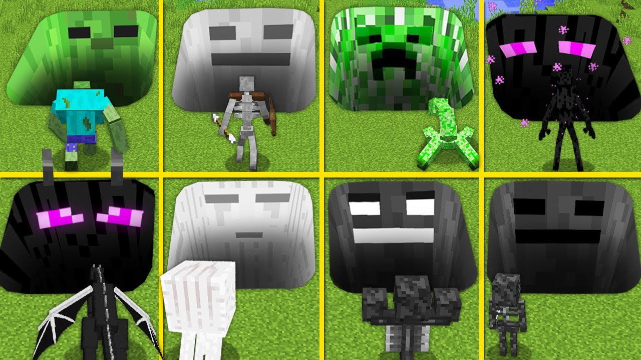 Minecraft Mutant and Boss Mobs Tunnels Battle ! What Mob is the best ...