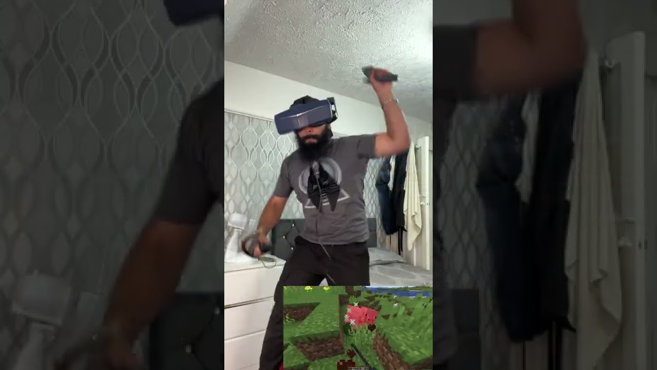 Playing Minecraft In VR For 24 Hours #shorts - Minecraft videos