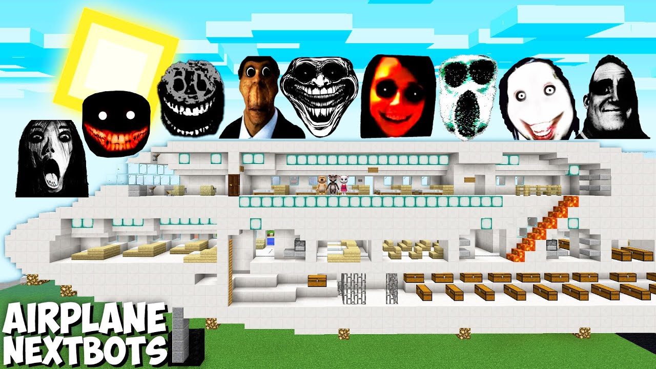 SURVIVAL AIRPLANE BASEMENT with 100 SCARY NEXTBOTS in Minecraft ...