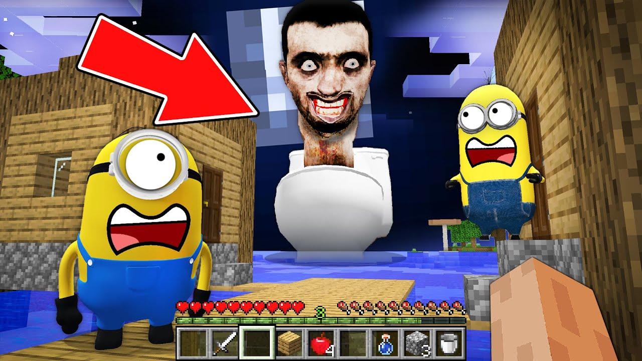 Scary SKIBIDI TOILET vs MINION Family NOOB and ALEX at 3.00 AM in ...