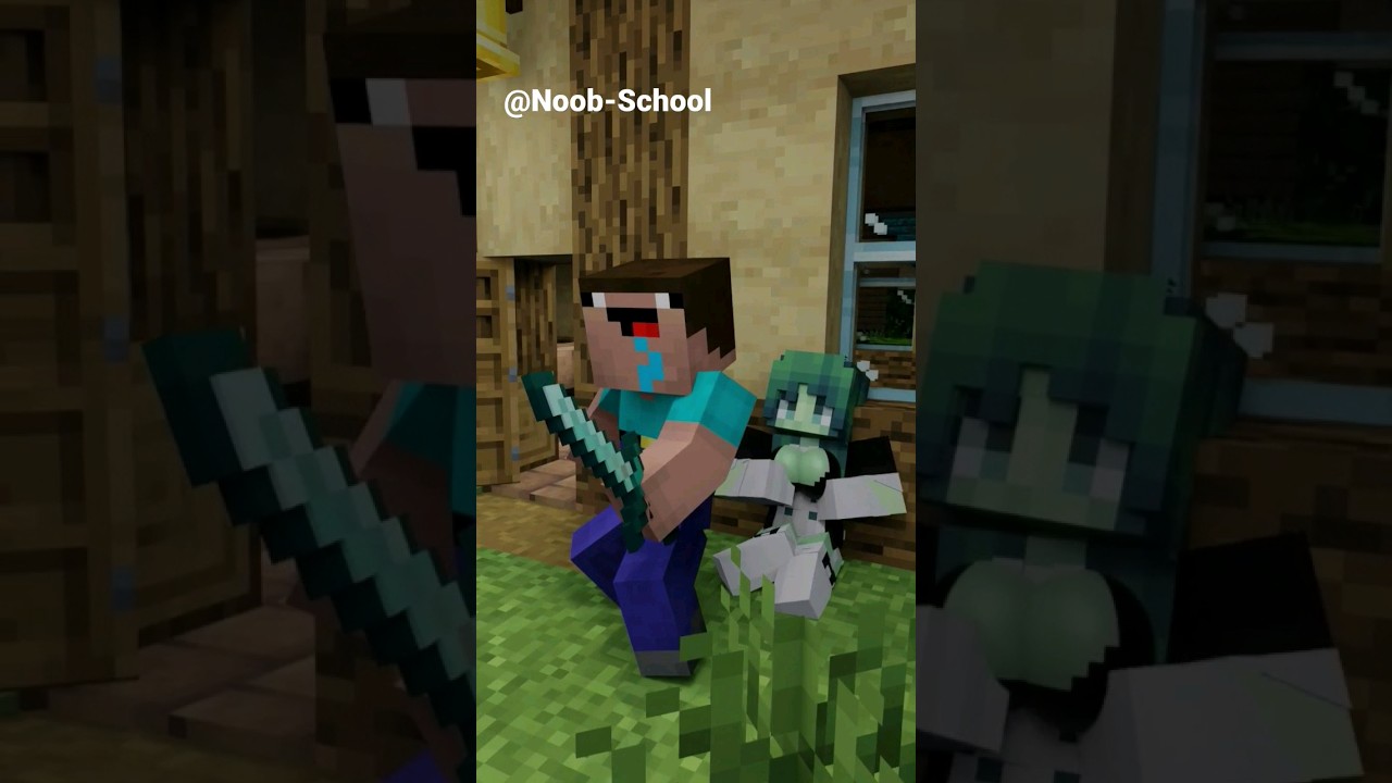 Hero Noob Save Zombie Girl minecraft animation #shorts - Minecraft videos