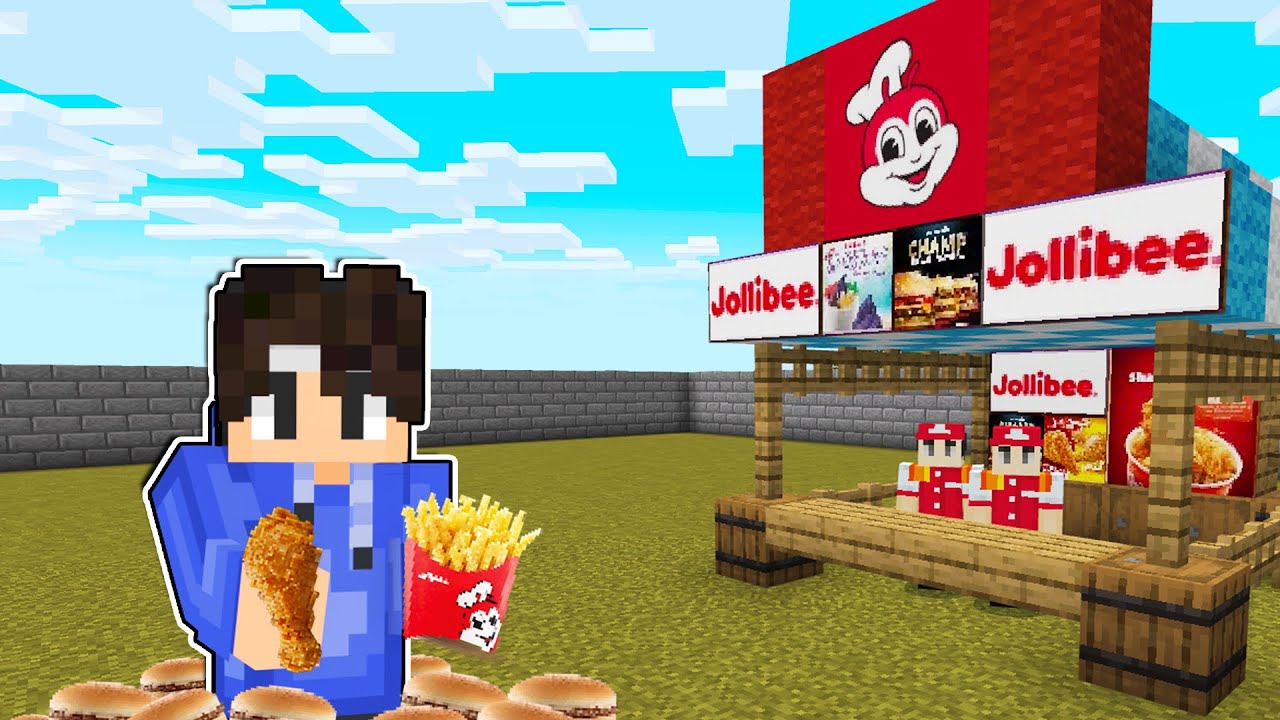 Kumain kami sa JOLLIBEE sa Minecraft PE - Minecraft videos