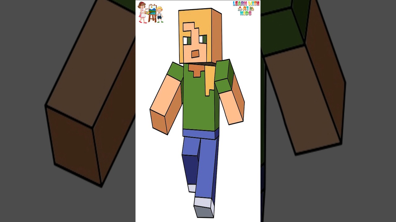 Minecraft Alex Drawing and Coloring Tutorial with the A1 Kids #shorts # ...