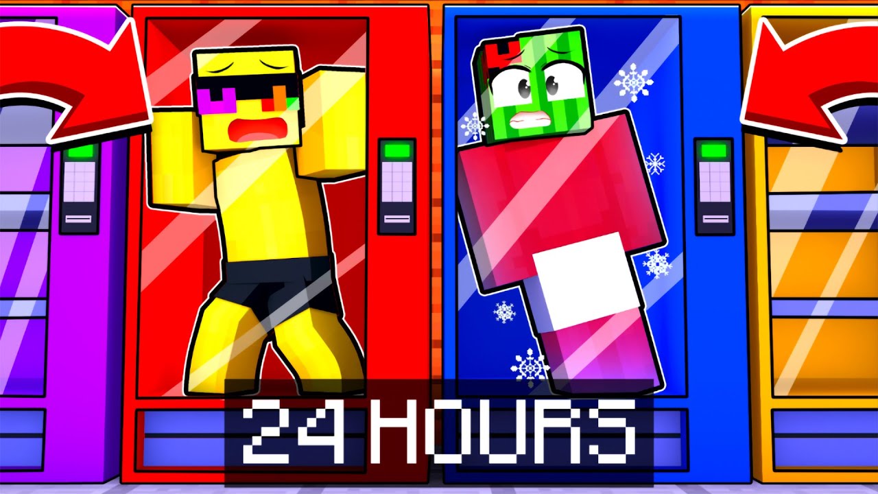 TRAPPED For 24 HOURS In Minecraft Supermarket! - Minecraft videos