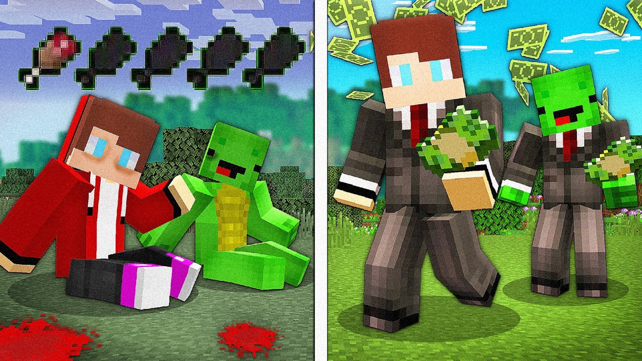 The POOR to RICH Story In Minecraft Challenge - Maizen Mizen Mazien JJ and Mikey - Minecraft videos