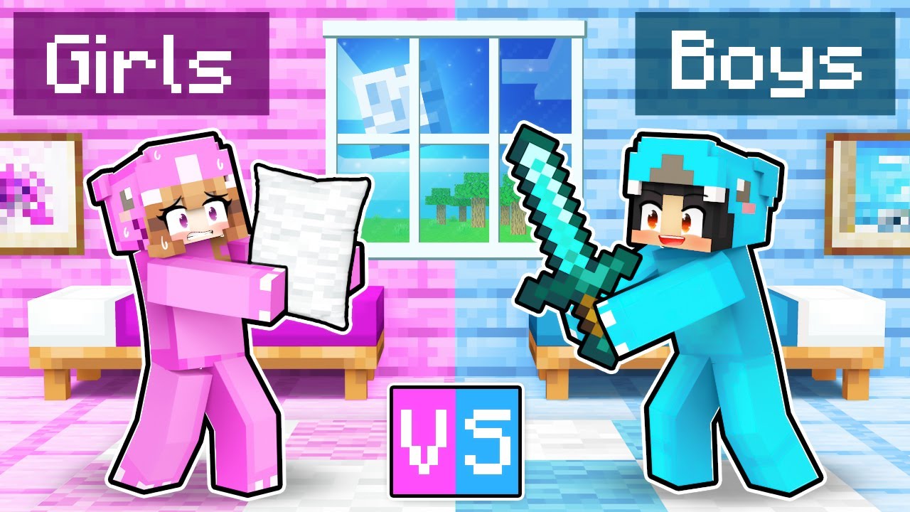 GIRLS vs BOYS Sleep Over House Party In Minecraft! - Minecraft videos