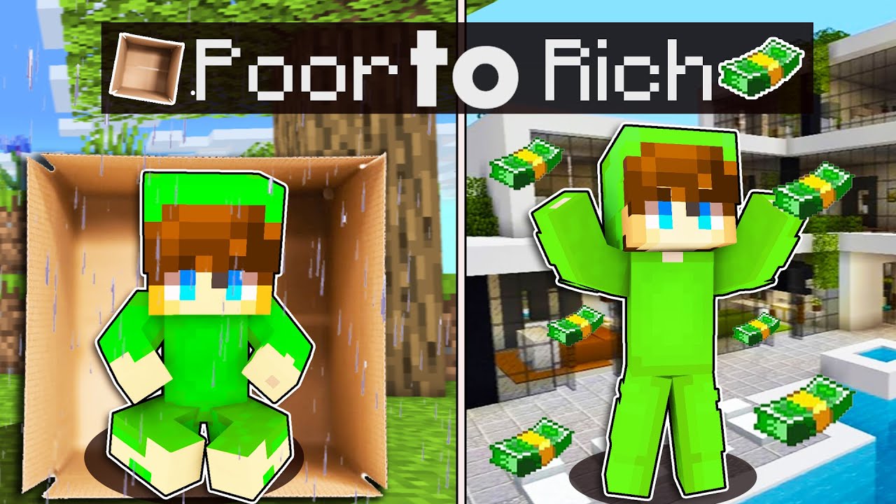Going from POOR To RICH In Minecraft! - Minecraft videos