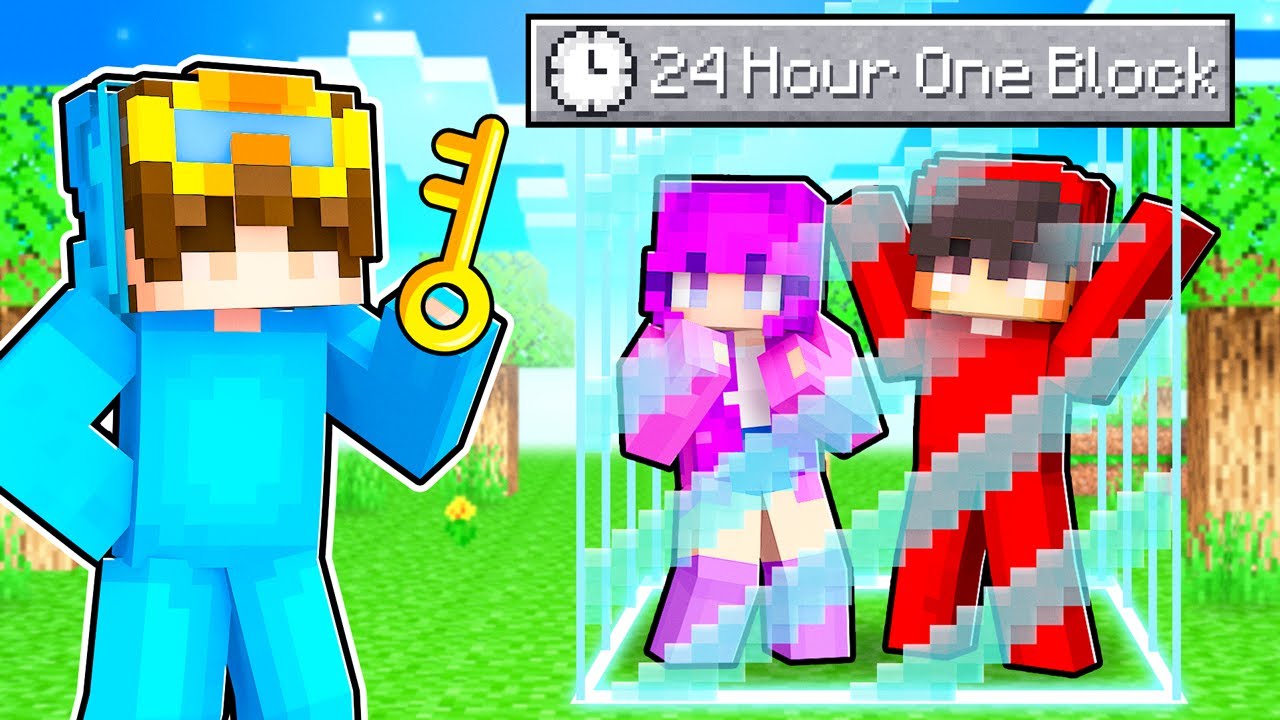 Locking Friends in a 24 HOUR ONE BLOCK in Minecraft! - Minecraft videos