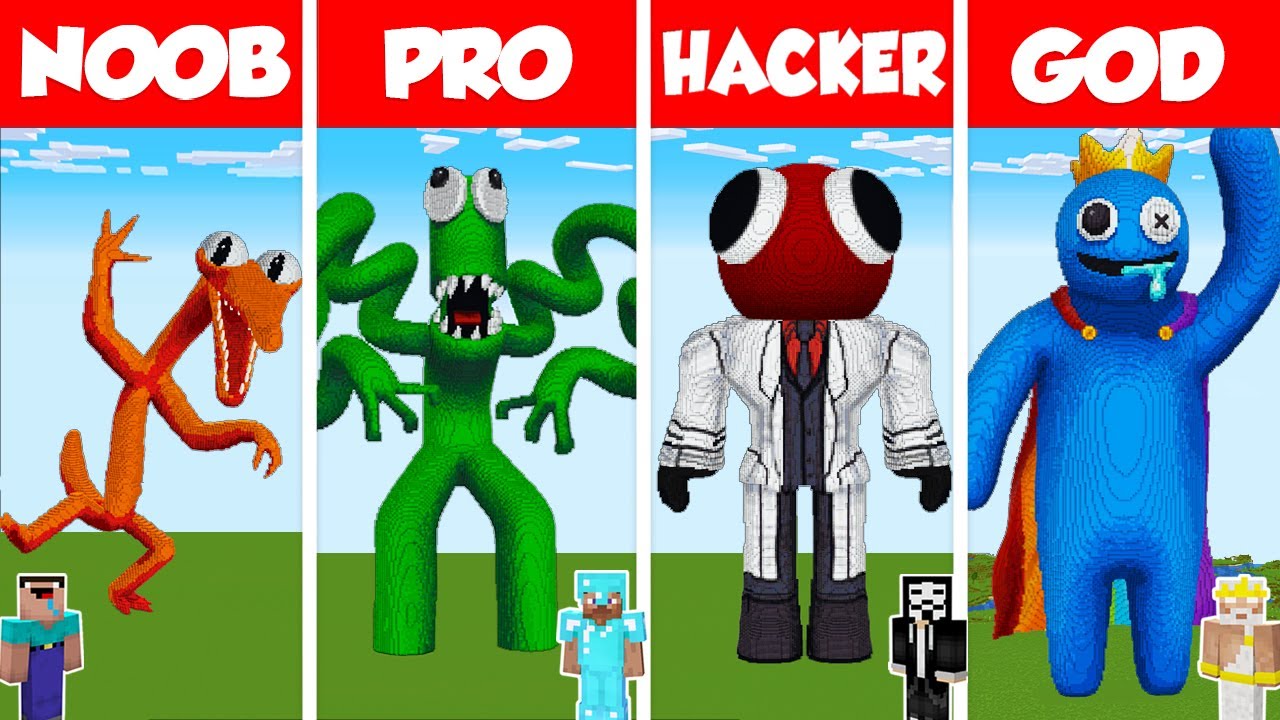 Minecraft RAINBOW FRIENDS STATUE HOUSE BUILD CHALLENGE - NOOB vs PRO vs ...