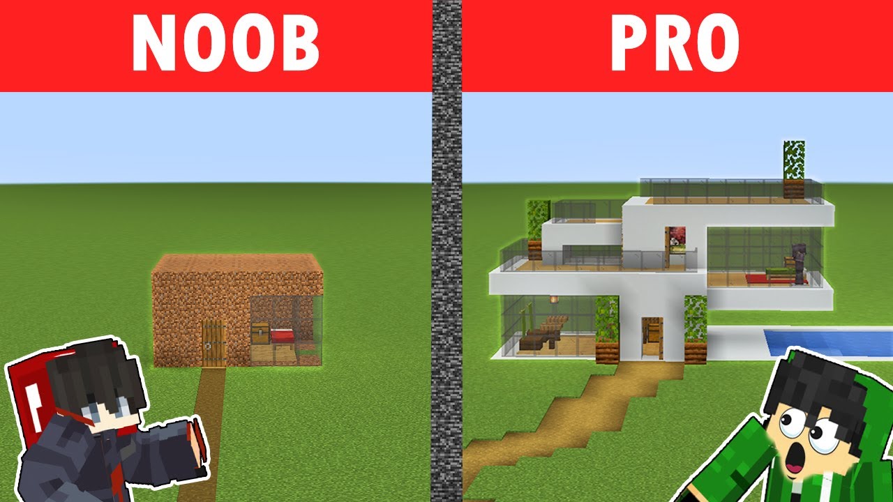 NOOB vs PRO: MODERN HOUSE BUILD CHALLENGE PART 1 | Minecraft(Tagalog) - Minecraft videos