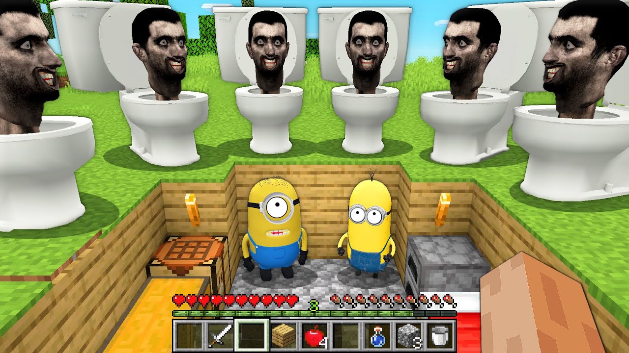SKIBIDI TOILET ARMY vs MINIONS SECURITY UNDERGROUND BASE in Minecraft ...
