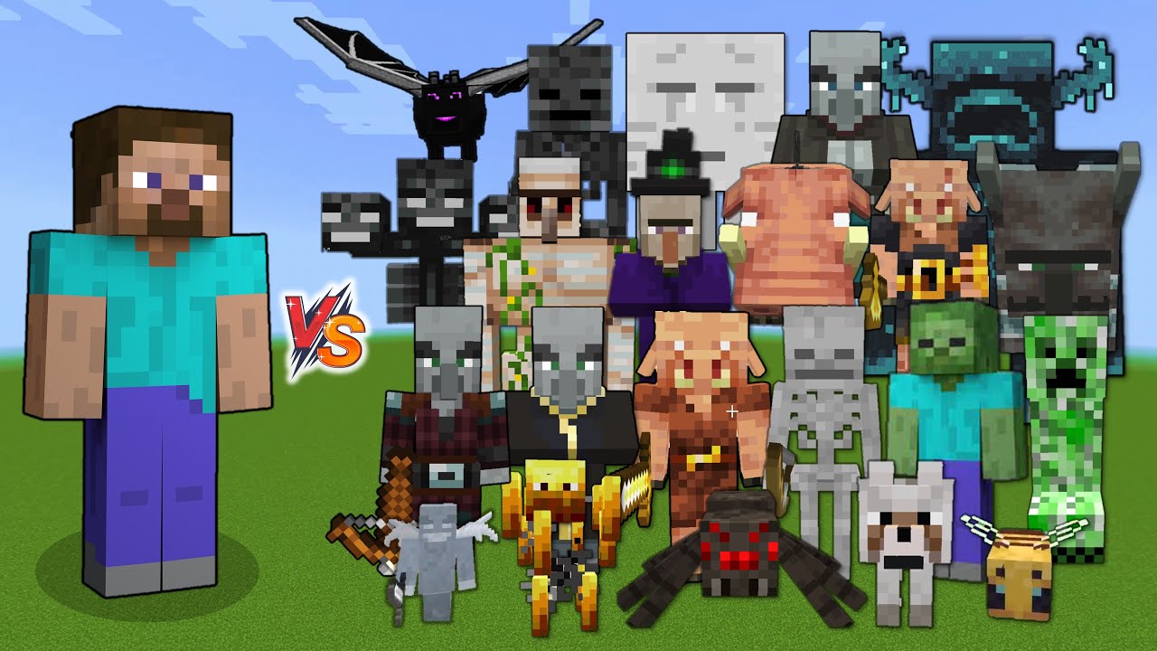 Steve vs Every mob in Minecraft (Bedrock Edition) - ME vs All Mobs (No ... Steve vs Every mob in Minecraft (Bedrock Edition) - ME vs All Mobs (No ...