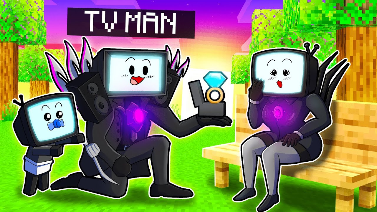 TV Man PROPOSES to TV WOMAN in Minecraft! - Minecraft videos