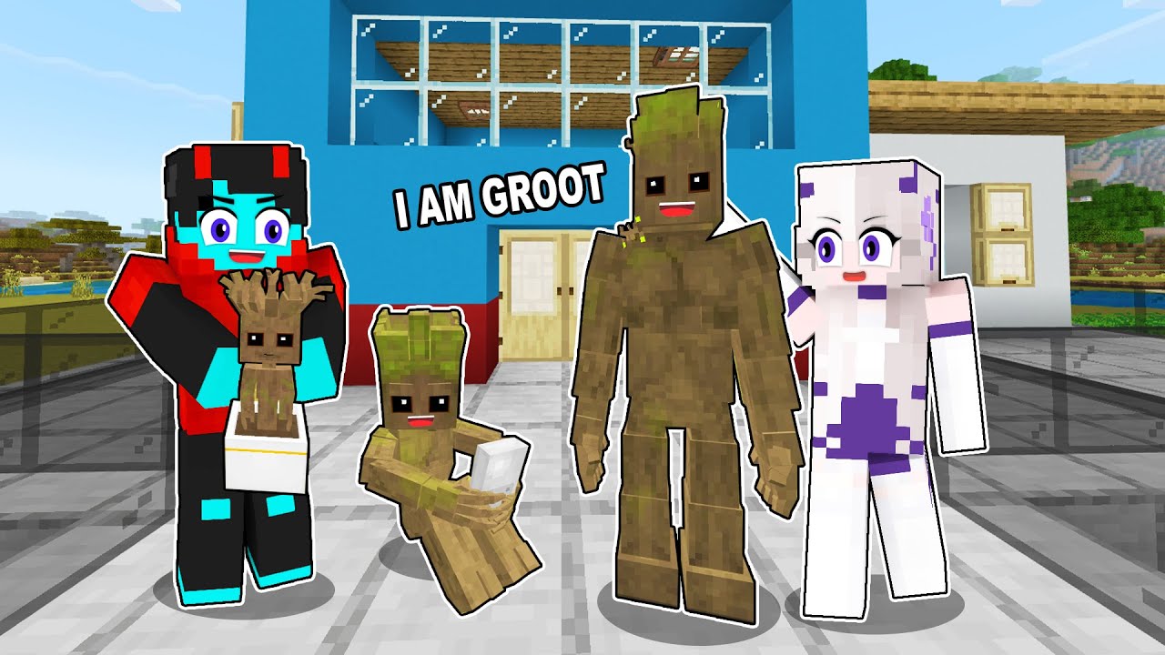 we Adopted GROOT in Minecraft! - Minecraft videos