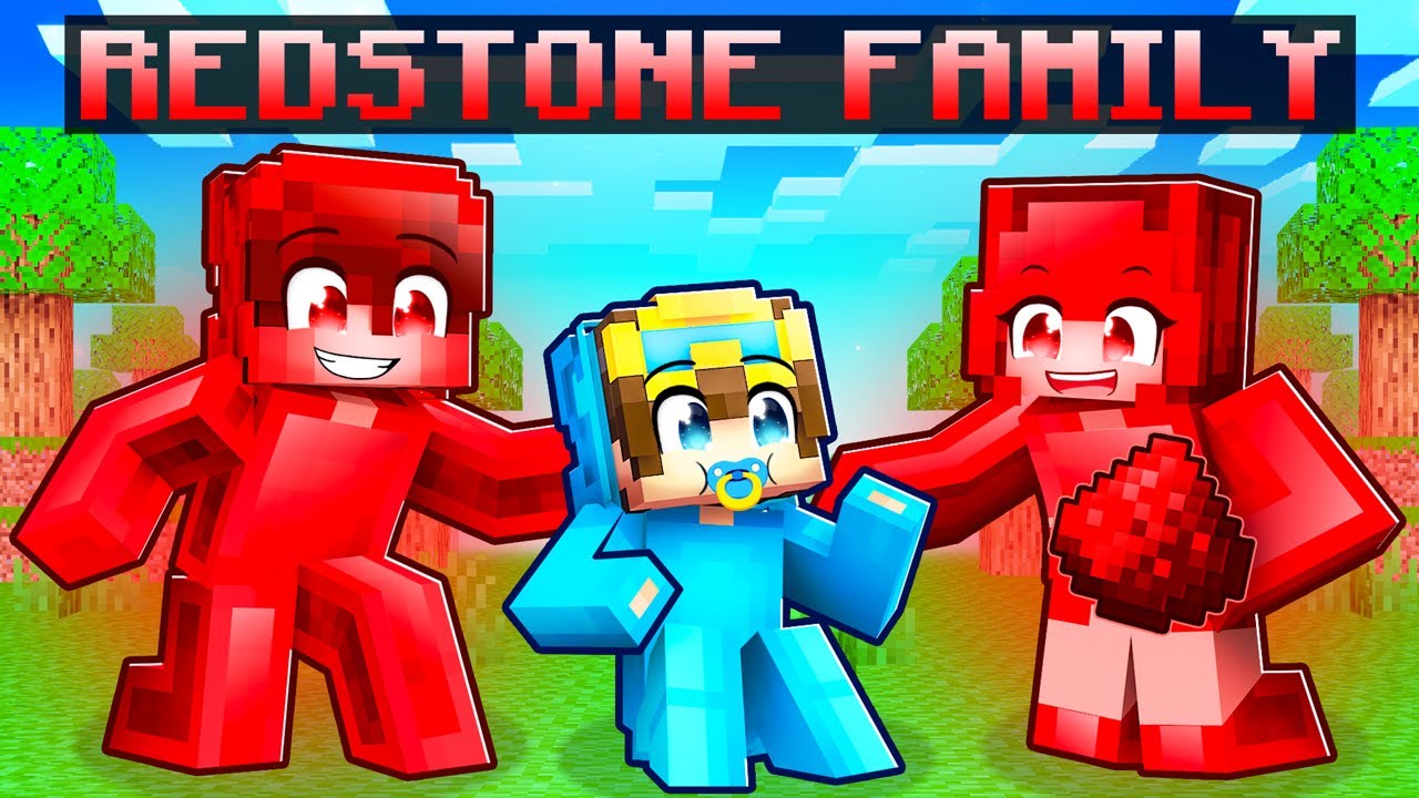 Adopted by a REDSTONE FAMILY In Minecraft! - Minecraft videos