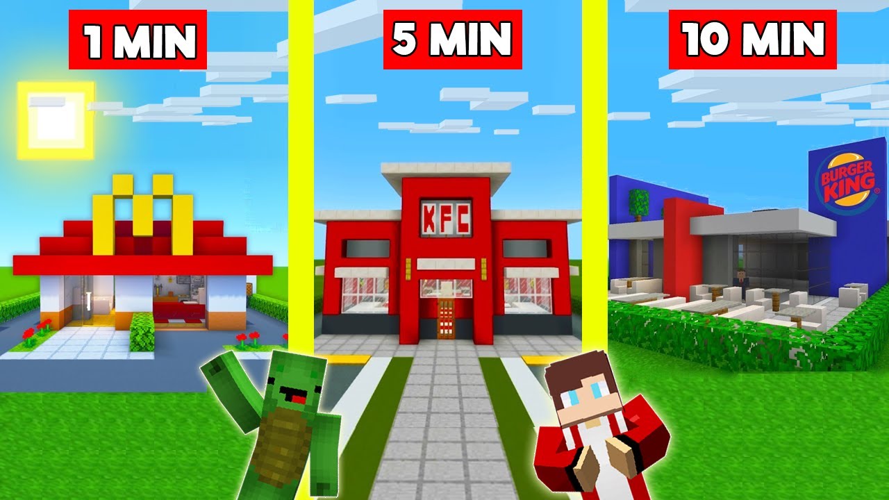 FAST FOOD RECTAURANT BUILD BATTLE CHALLENGE In Minecraft - NOOB VS PRO ...