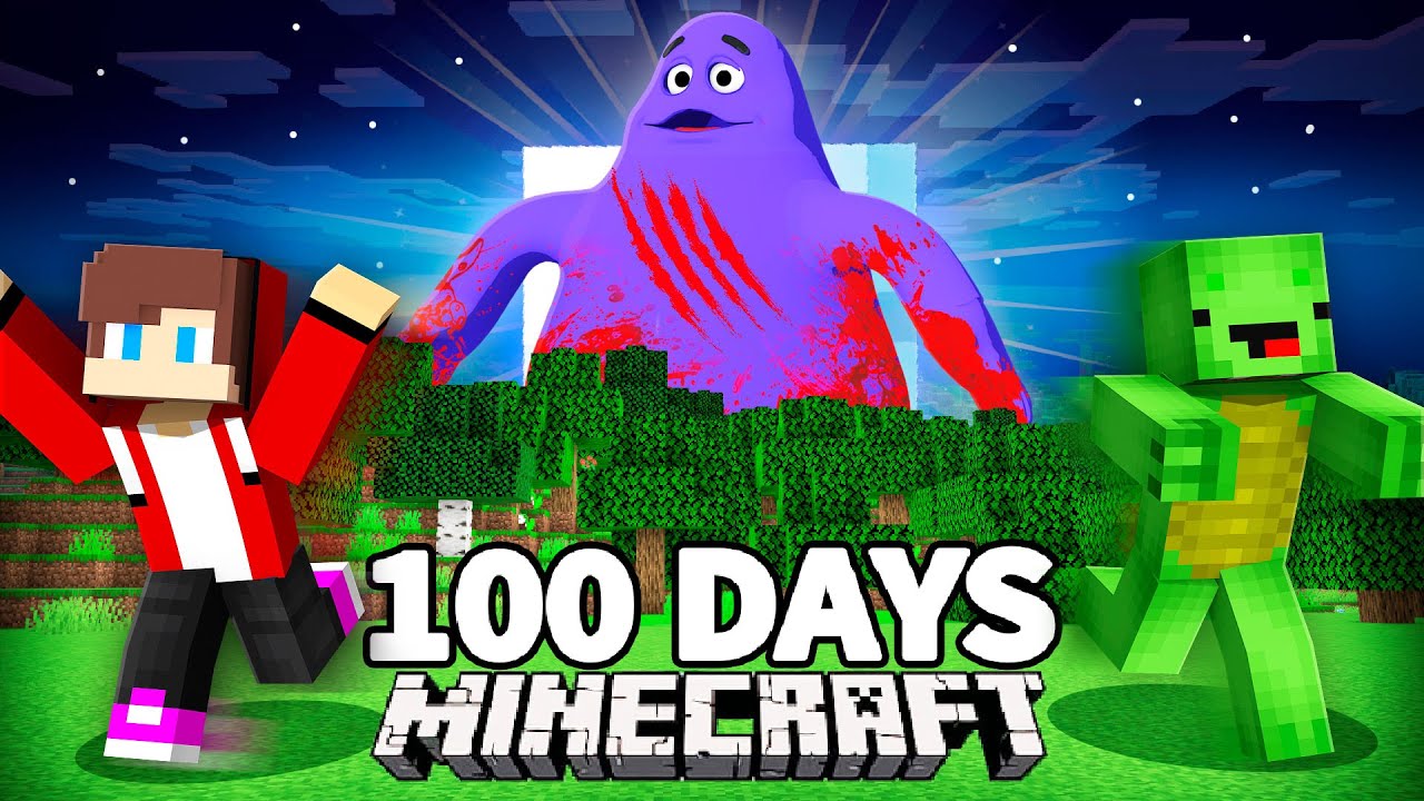 I Survived 100 Days Of GRIMACE SHAKE and Attack On in Minecraft Challenge - Maizen - Minecraft ...