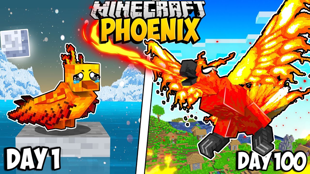 I Survived 100 Days as a PHOENIX in Minecraft - Minecraft videos