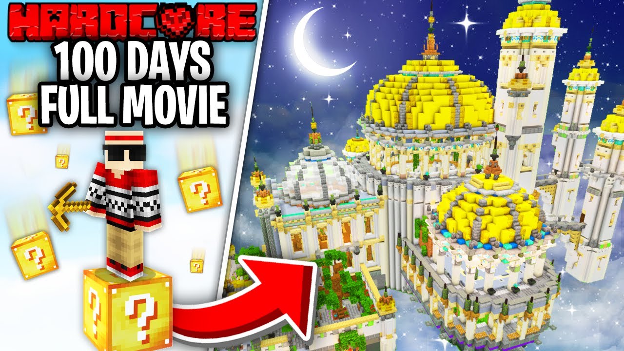 I Survived 100 Days on ONE LUCKY BLOCK in Hardcore Minecraft! - Minecraft videos