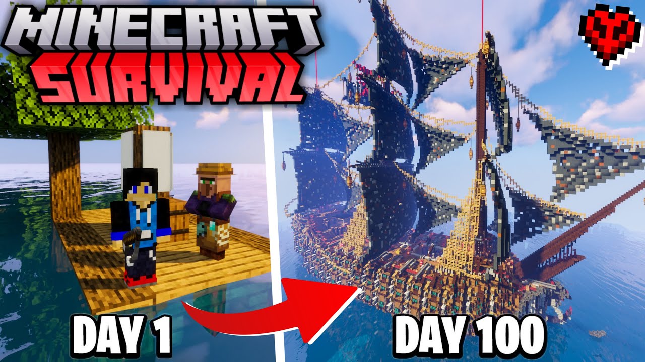 I Survived on a DEEP Ocean RAFT in Minecraft Survival (Hindi ...