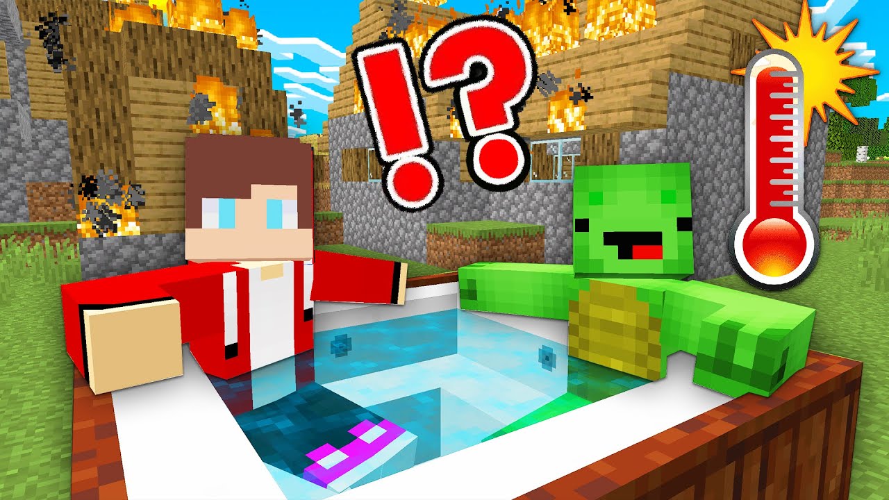 JJ and Mikey BLAZING HEAT in Minecraft Surviving the Scroaching Challenge Maizen - Minecraft videos