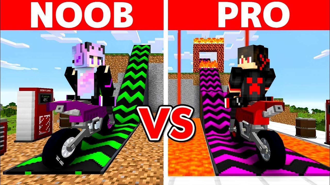 Minecraft NOOB vs PRO: SUPER MEGA RAMP BUILD CHALLENGE - Minecraft videos