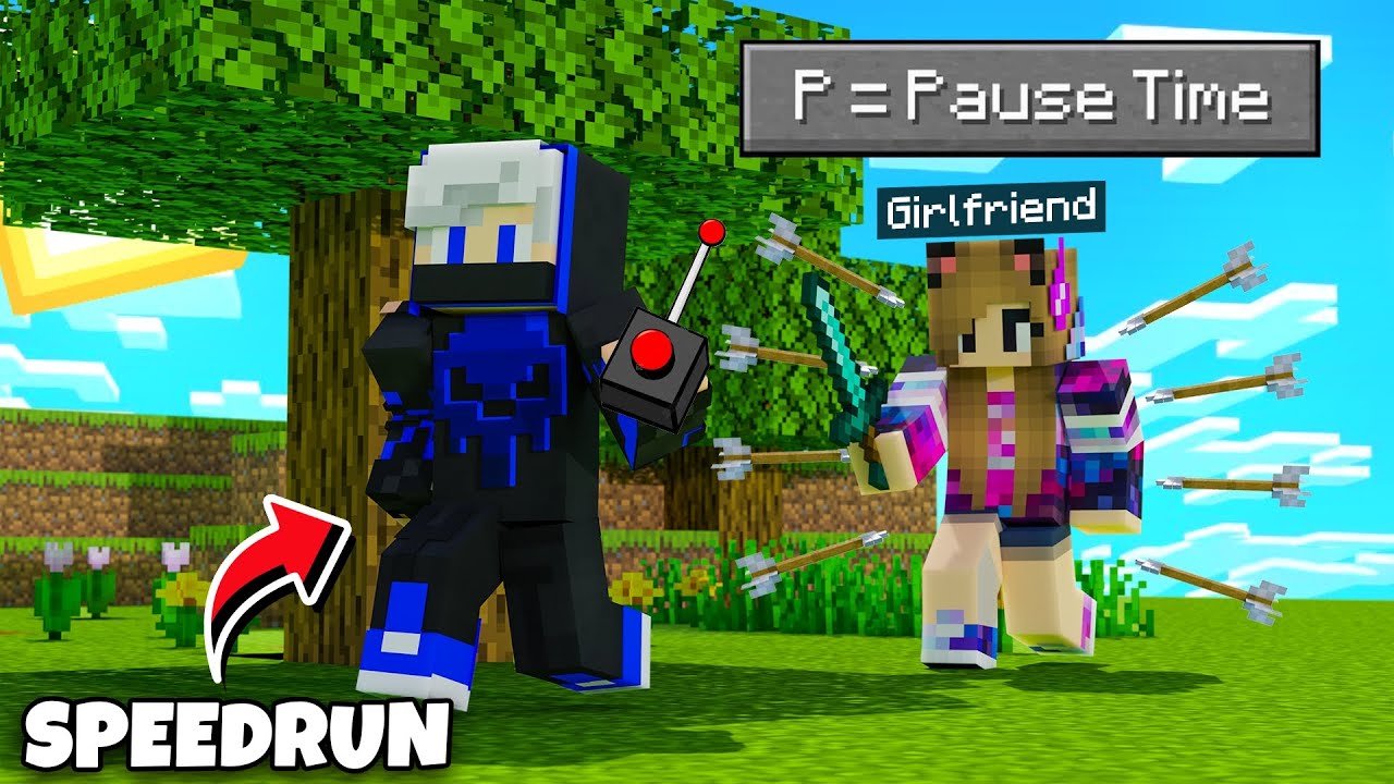 Minecraft: SPEEDRUNNER vs HUNTER With My Girlfriend But, I can Control ...